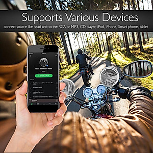 Pyle 600 Watt Weatherproof Motorcycle Speaker and Amplifier System w/Two 2.25 Inch Waterproof Speakers, AUX - Handlebar Mount ATV Mini Stereo Audio Receiver Kit Set - Also for Marine Boat - PLMCA62BT