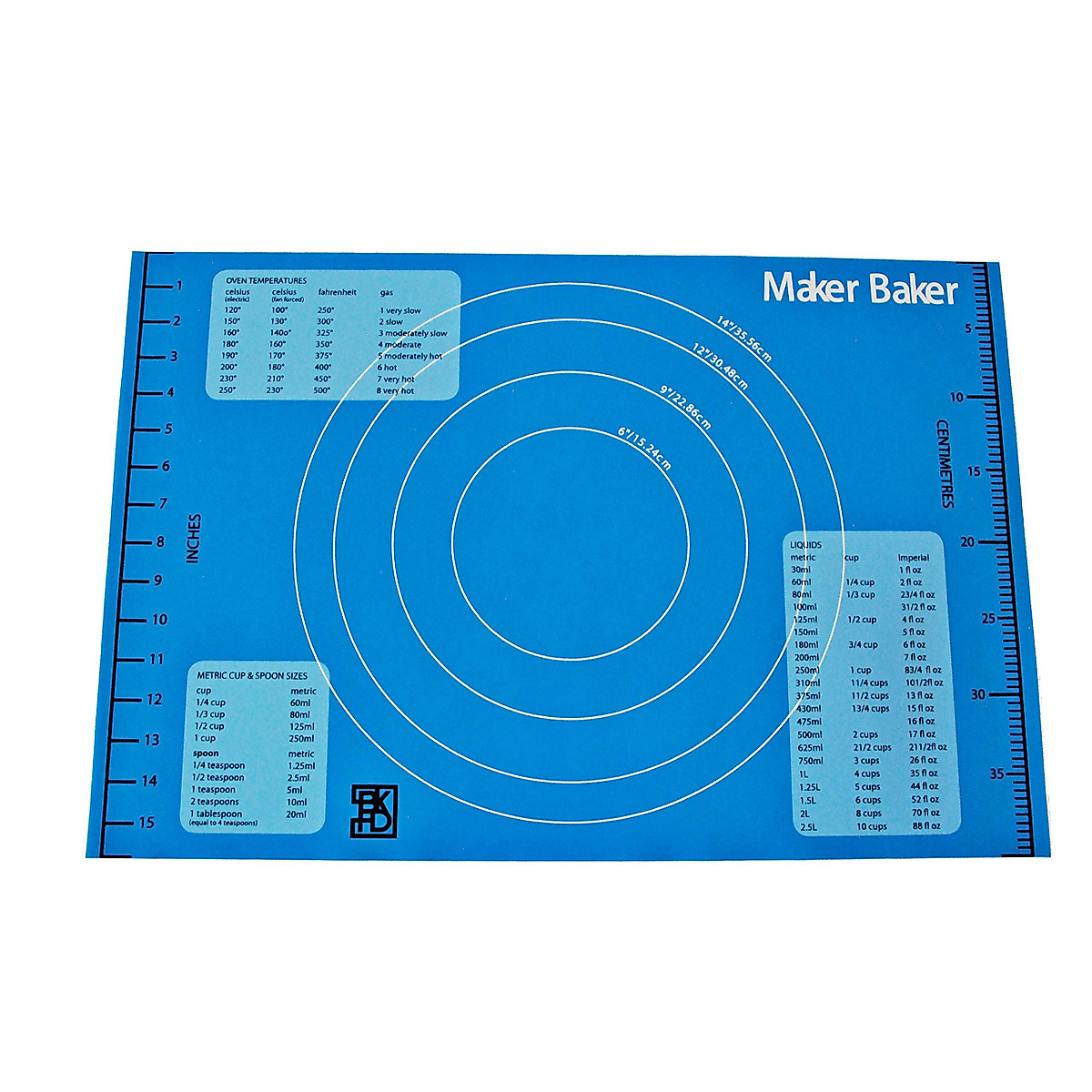 Maker Baker Blue Silicone pastry & baking mat | non-stick non-slip mat | Extra Large Convenient Measurements Imperial & Metric units |Excellent for rolling dough | Food safe BPA free non-toxic