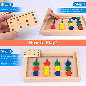 AMOMO Montessori Learning Toys Slide Puzzle Color & Shape Matching Brain Teasers Logic Game Preschool Educational Wooden Toys for Kids Boys Girls Age 3-7 Years Old Airplane Travel Toys Birthday Gifts