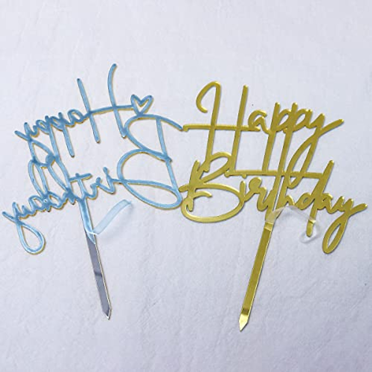 Gold Birthday Cake Topper, 6pcs Acrylic Birthday Cake Toppers Happy Birthday Cake Toppers for Birthday Decorations Gold Topper for Girls Women's Party Decorations