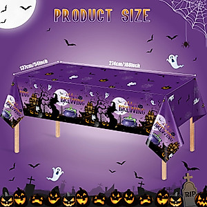 3 Pack Halloween Baby Shower Plastic Tablecloth, Halloween A Baby is Brewing Baby Shower Decorations, Disposable Gender Reveal Table Cover Party Supplies for Halloween Themed Baby Reveal Decorations