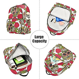 Yasala Halloween Women Backpack Sugar Skull Floral Rose Travel Bag Compact Daily Bag Diaper Bag