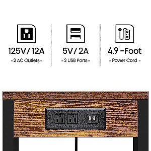 TUTOTAK C-Shaped Side Table, Set of 2, C Table End Table with Charging Station, Sofa Couch Table for Small Spaces, Couch Side Table for Livingroom, Bedroom, Brown TB01BB0432