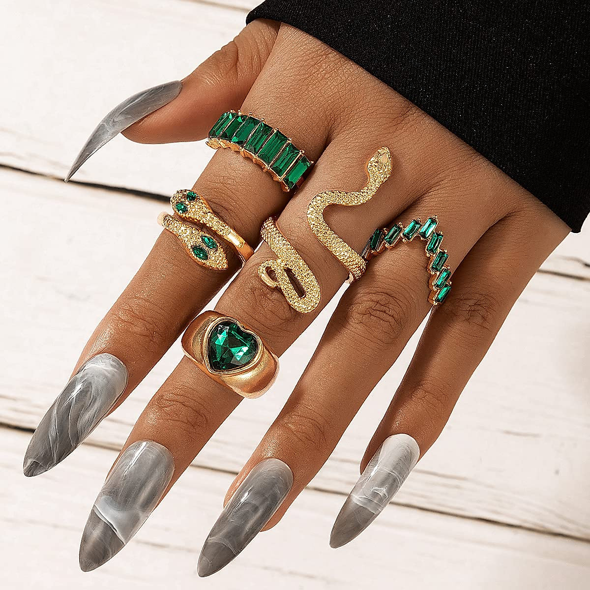 CSIYANJRY99 Gold Snake Rings Set Snake Knuckle Rings for Women Medusa Jewelry Egyptian Accessories Finger Rings Boho Vintage Stacking Rings D
