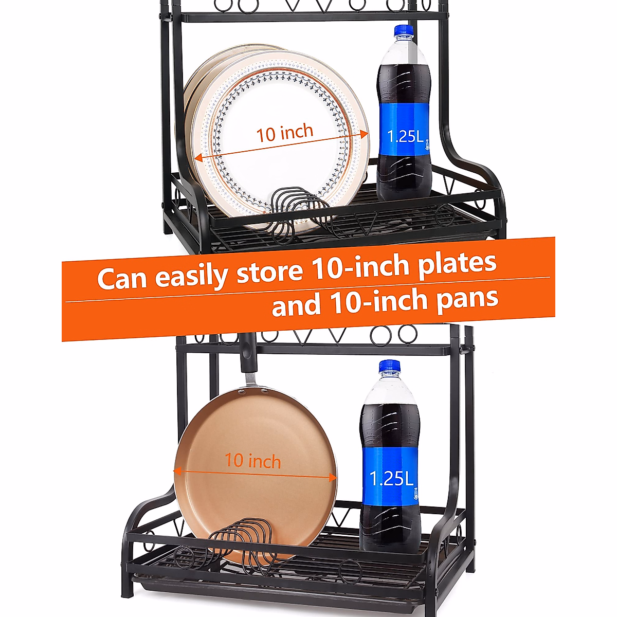 Dish Drying Rack - 3 Tiers Large Size Drainboard Set,Multifunctional Heavy Duty Dish Storage Organizer,Extra Large Capacity Spice Rack,Black,Model:DDR-003,by WEIKER., 17.5x12.5x29.5''