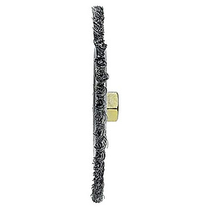 Weiler 09000 Roughneck 7" Root Pass Weld Cleaning Brush, .020" Steel Wire Fill, 5/8"-11 Unc Nut, Made in the USA, 56 Knots