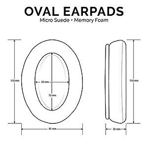 BRAINWAVZ Micro Suede Ear Pads for ATH M50X, M50XBT, M40X, HyperX, SHURE, Turtle Beach, AKG, ATH, Philips, JBL, Fostex Replacement Memory Foam Earpads & Fits Many Headphones (See List), Oval