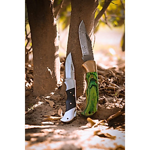 Best.Buy.Damascus1 Damascus pocket knife Green Wood knife Folding knife, Pocket Knife For Men, Pocket Knife 3Pcs Knife Set Come With knife sharpeners Premium Quality gifts for men