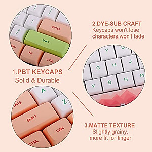 KEMOVE XDA Profile PBT Keycaps for 60% Percent Mechanical Gaming Keyboard, 70 Keys ANSI US Layout Maple Theme Keycaps Set (Keycaps only)