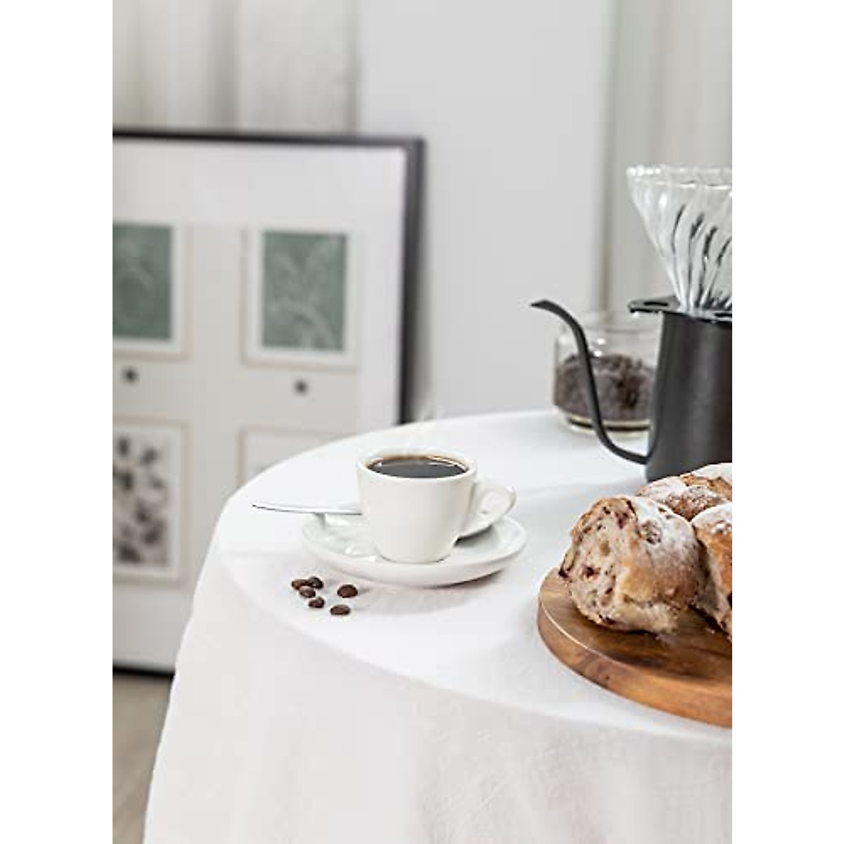 Sweese 401.001 Porcelain Espresso Cups with Saucers - 2 Ounce - Set of 6, White