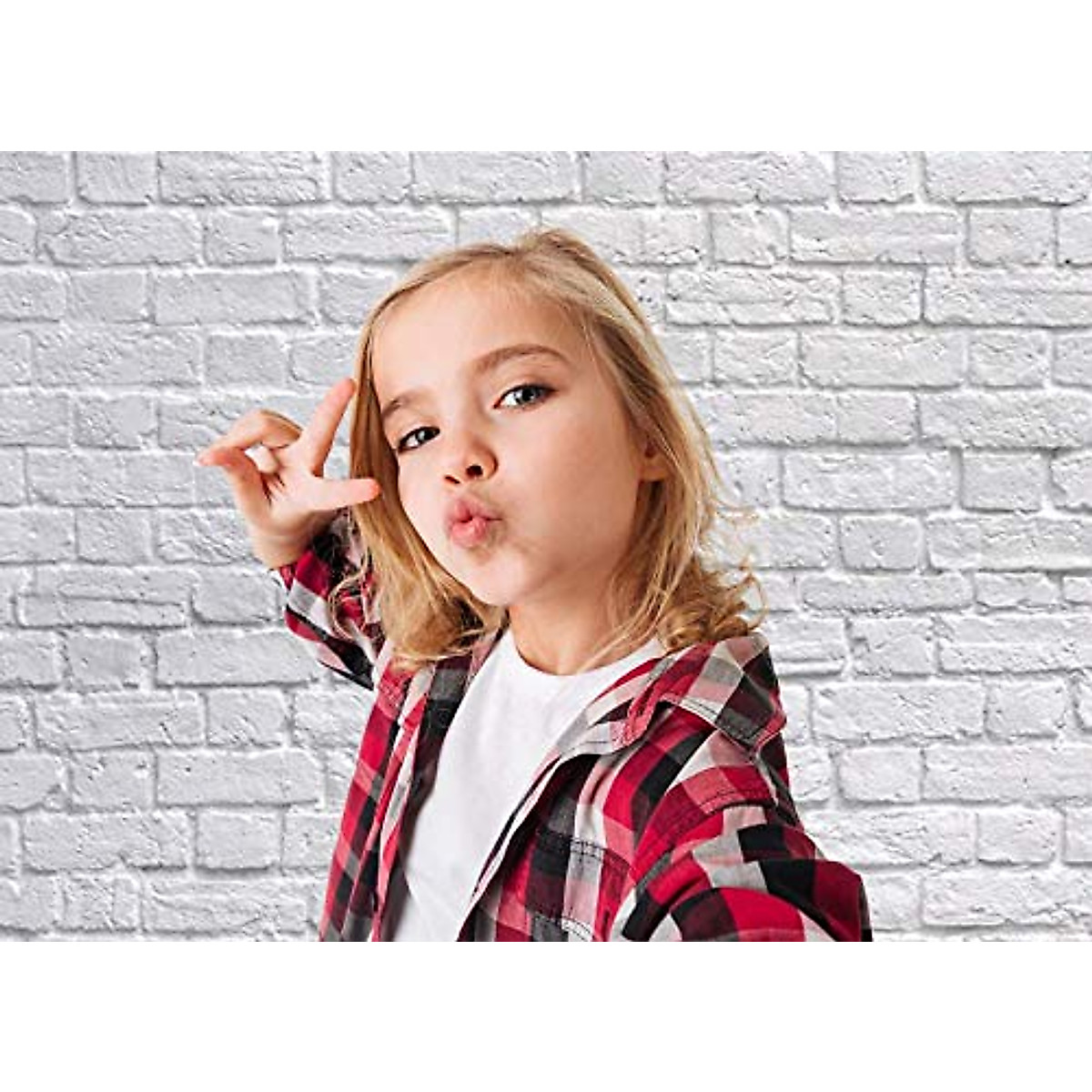 SJOLOON White Brick Wall Backdrop White Brick Photo Backdrop Thin Vinyl Photography Backdrop Background Studio Prop 10931(5x7FT)