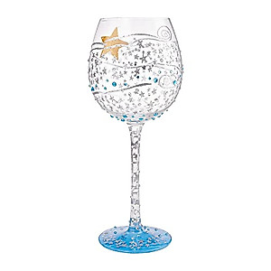 Enesco Designs by Lolita Super Bling You're The Brightest Star Artisan Hand-Painted Wine Glass, 1 Count (Pack of 1), Multicolor