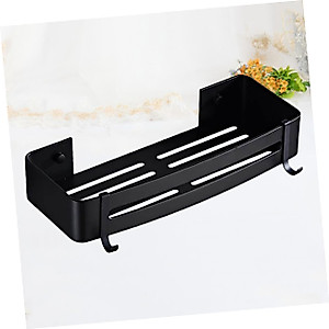 Hoement 1pc Bathroom Shelf Black Storage Shelves Black Gel Storage Unit Gel Shower Storage Punch Shower Shelf Bathroom Rack Organizer Bathroom Shower Gel Organizer Shelving Aluminum