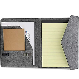 Professional Legal Notepad Portfolio, Grey Folio Notebook for Business and Work Organizer (12.5 x 10 in)
