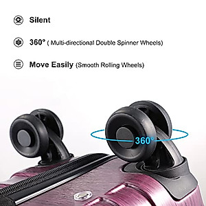 TydeCkare Luggage Set 3 Piece 21/24/28, 21" carry on with Front Pocket & 24/28" with Expandable, ABS+PC Suitcase with 4 Silent Wheels, TSA, YKK, Rose Red