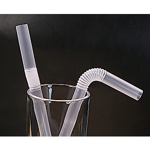 Mini Skater 8.26 inch Plastic Clear Thick Drinking Straws Individually Wrapped PP Material Flexible Drinks Straws for Milkshake Bubble & Tea Soda Smoothies,Pack of 100