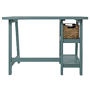 Signature Design by Ashley Mirimyn Vintage 42" Home Office Desk with Basket, Distressed Blue,Teal