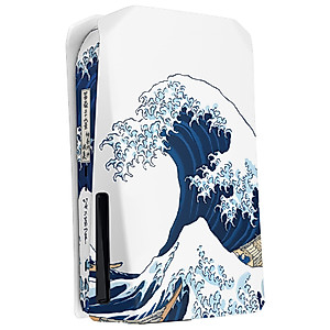 eXtremeRate eXcover The Great Wave Top Bottom Cover Compatible with ps5 Console Disc Edition, Replacement Faceplate Backplate Shell Skin Compatible with ps5 Console Disc Version - Console NOT Included