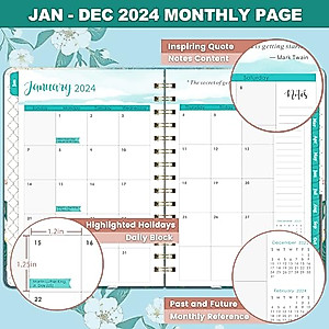 2024 Planner - 2024 Planner Weekly and Monthly, Jan 2024 - Dec 2024, Planner 2024 with Tabs, 6.3" x 8.4", 2024 Calendar Planner with Back Pocket + Thick Paper + Twin-Wire Binding