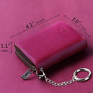FurArt Credit Card Wallet, Zipper Card Cases Holder for Men Women, RFID Blocking, KeyChain Wallet, Compact Size