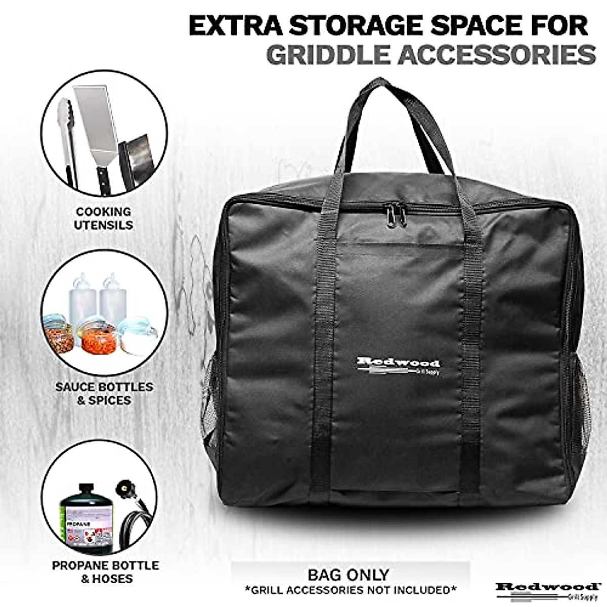 Portable 22" Hooded Griddle Carry Bag for Blackstone 22 Inch Griddle and Similar Table Top Grills, Includes Deluxe Storage Pockets for BBQ Toolkit Accessories, Utensils and Squeeze Bottles