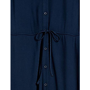 Amazon Essentials Women's Relaxed Fit Half-Sleeve Waisted Midi A-Line Dress, Navy, XX-Large