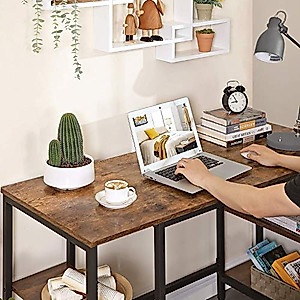 VASAGLE Computer Desk, 54 Inch Writing Desk with 4 Shelves for Home Office, Industrial Style PC Laptop Table, Spacious Storage, Rustic Brown and Black ULWD54X