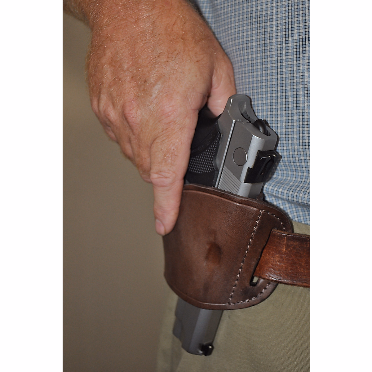 Brown Leather Belt Slide Gun Holster for Ruger P94, P95, SR9, 22/45