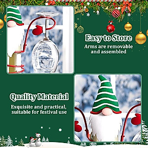 CAKEEYUM Wine Glass Holder, Christmas Glass Wine Bottle Holder with Santa Gnome Wine Bottle Glass Desktop Organizer Rack for Bar Home Display Christmas Decor