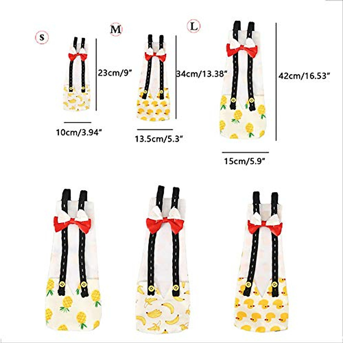 ABCD Chicken Diapers, Duck Diapers, Adjustable Chicken Diapers, Washable and Reusable, Chicken Costumes with Bows (Banana, M)