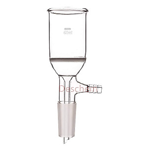 Deschem 24/40 Glass Buchner Filtering Funnel with Fine Frit Vacuum Serrated Tubulation Lab Borosilicate Glassware (60ml, 6# Coarse)