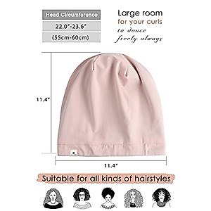 YANIBEST 100% Mulberry Silk Lined Sleep Cap Silk Bonnet for Sleeping - Pink Hair Cover Bonnet for Natural Hair Adjustable Slouchy Beanie Hat