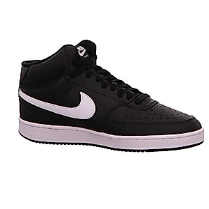 Nike Women's Court Vision Mid Sneaker, Black/White, 6.5