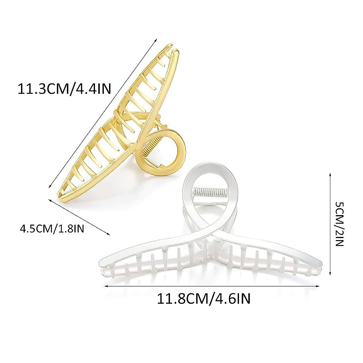 Brinie Hair Claw Clips Gold Metal Clips Claw Large Hair Clip for Thick Thin Hair Hair Accessories for Women and Girls (2PCS)