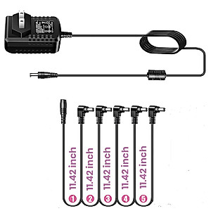 Guitar Pedal Power Supply Adapter 9V DC 1A Tip Negative 5 Way Daisy Chain Cables for Electronic Guitar Effect Pedal