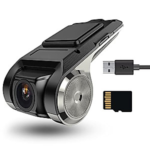 Hikity USB DVR On-Dash Camera - Loop Recording Dashcam with 32GB SD Card 24H Parking Mode Dash Camera for Cars Driving Recorder LDWS FCWS G-Sensor Dash Cam for Android Radio Stereo GPS DVD