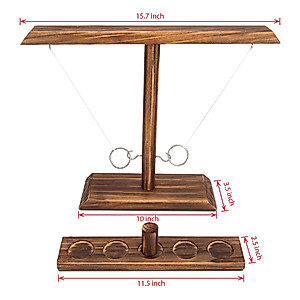 DreamToyz Ring Toss Games for Adults, Ring Toss Game, Outdoor Indoor Handmade Wooden Hooks Fast-paced Interactive Game for Bars, Home, Party, 15.7" X 13" Large Size, Brown