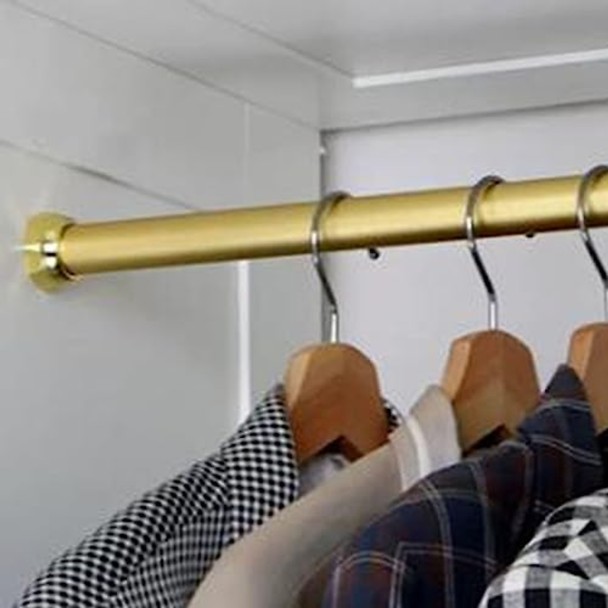 RENLXFI Hanger Bar Wall Mount, Aluminum Alloy Round Closet Rod for Bathroom Wardrobes Windows Balcony, Clothing Garment Rail, with end Supports (Size : 30cm/11.8in)