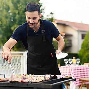 APRONPANDA Chef Apron for Men Women with 2 Pockets,100% Cotton Kitchen Cooking BBQ Apron with Adjustable Neck,Unisex Black Apron