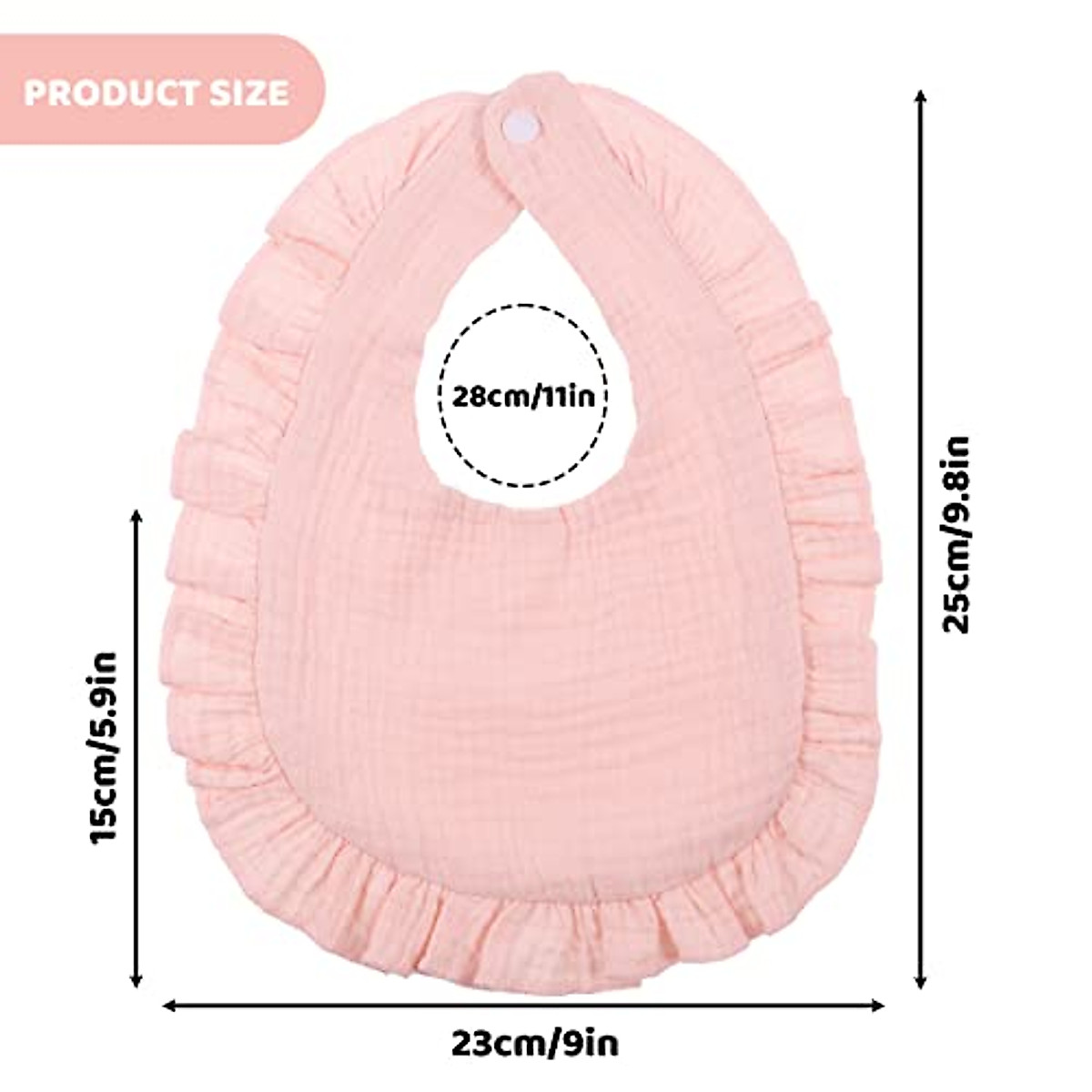 QUEEN KING 6 Pack Baby Bibs, Muslin Bandana Drool Bibs for Boys Girls, Adjustable Soft & Absorbent lace Feeding Bibs for Teething and Drooling Multi-Use Scarf Bibs