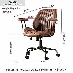 ovios Ergonomic Office Chair Modern Computer Desk Chair Suede Fabric Desk Chair with Armrests for Executive or Home Office (Dark Brown)