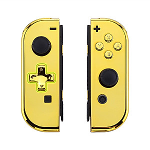 eXtremeRate Back Plate for Nintendo Switch Console, NS Joycon Housing Shell (D-Pad Version) with Full Set Buttons, DIY Replacement Shell for Nintendo Switch - Chrome Gold