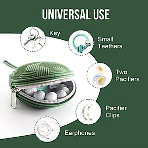 Smlpuame 4 Pack Pacifier Holder Case Set,2 Silicone Portable Pacifier Cover Pouch Bag for Diaper Bags Baby Carriage with 2 Transparent Pacifier Storage Container Box,Easy to Clean,Classic(Green+Grey)