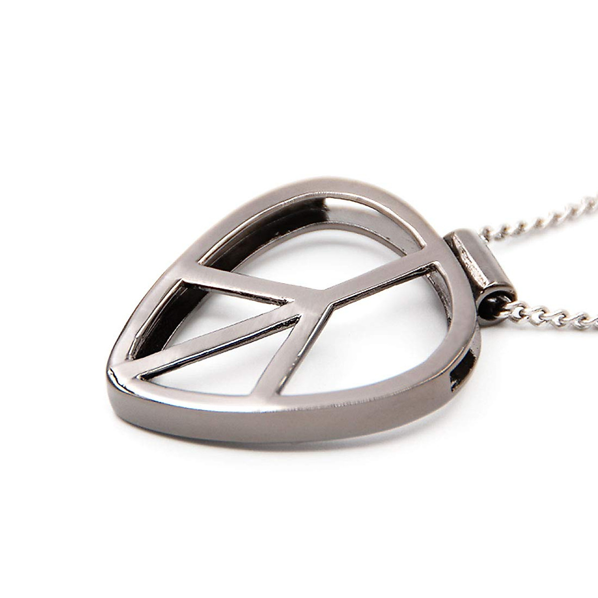 PICKRING Peace shape Guitar Pick Holder Necklace/Guitar Picks Keeper Storage Pendant Necklace Musicians Gifts (Metal Black)