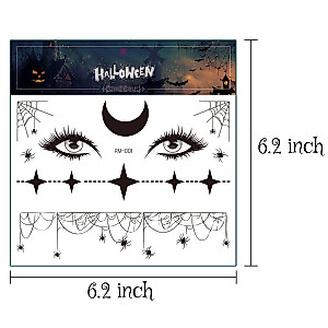 AUOCATTAIL 12 Count Halloween Temporary Tattoos Face Shoulder Arm Back Tattoos Stickers - Spider, Bat, Zombie, Scar for Death Day Makeup Face Tattoos for Women Men Party Supplies