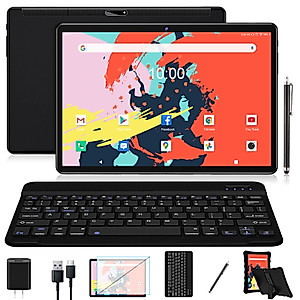𝟮𝟬𝟮𝟒 𝗟𝐚𝐭𝐞𝐬𝐭 Tablet 10.1" Octa-Core Android 11 Tablet, 64GB Storage Tablet with Keyboard, Stylus Pen, Dual 13MP+5MP Camera, WiFi, Bluetooth, GPS, 512GB Expand Support, IPS Full HD Display
