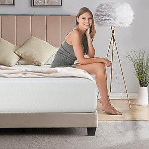 5/6/8/10/12-inch Gel Memory Foam Full Size Mattresses in A Box Full Size Lucid Mattress for Cool Sleep & Pressure Relief Medium Firm Vibe Mattress for Twin Bed,CertiPUR-US Certified，75×54×12，White