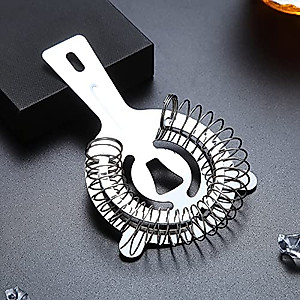 Evanda Cocktail Strainer, Stainless Stee Cocktail Bar Strainer Drink Strainer, Bar Strainer Cocktail w/High Density Spring, Ice Bar Shelf Strainer for Bartenders Drinking Water Filtering(Silver)
