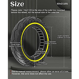 GLDYTIMES 2PCS 10x2/54-152 Solid Tire, 10x2.125 50/75-6.1 Tubeless Tyre for iScooter i9 plus isinwheel s9 max Swagtron SG-5 VOLPAM SP01 Gotrax GXL V2 Ninebot F25/ D40X/ D18W Electric Scooter, Black