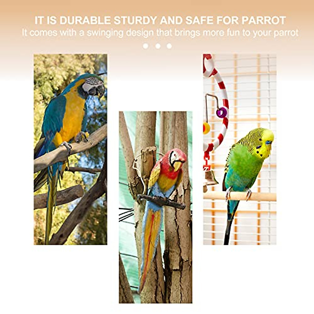 PATKAW Parakeet Toys Parakeet Toys Parrot Toys of 2 Bird Swing Toys Parrot Swing Toys Bird Perch Stand Bird Chewing Toys Wooden Parrot Chewing Parakeet Toys Parrot Toys Parrot Toys
